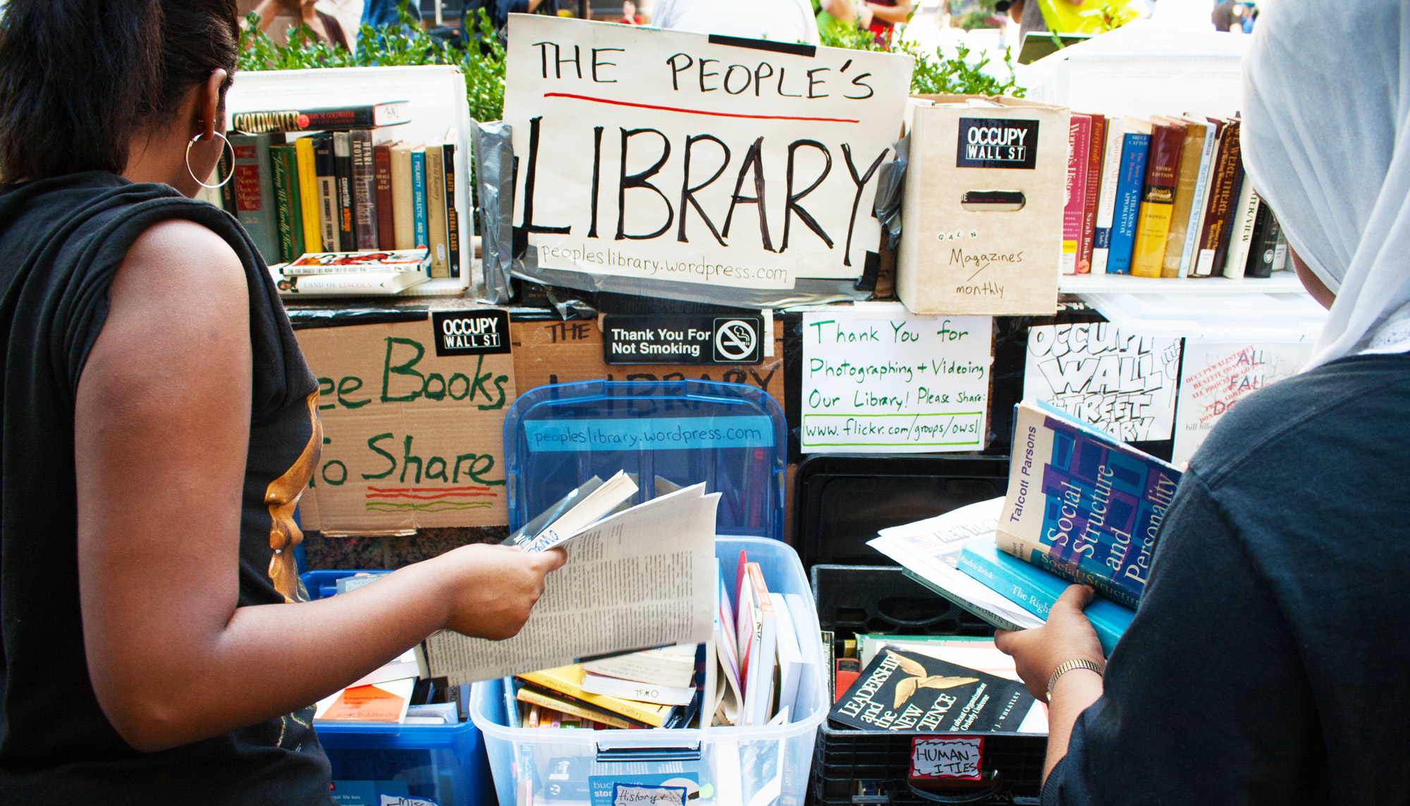 Why do protest camps have libraries?